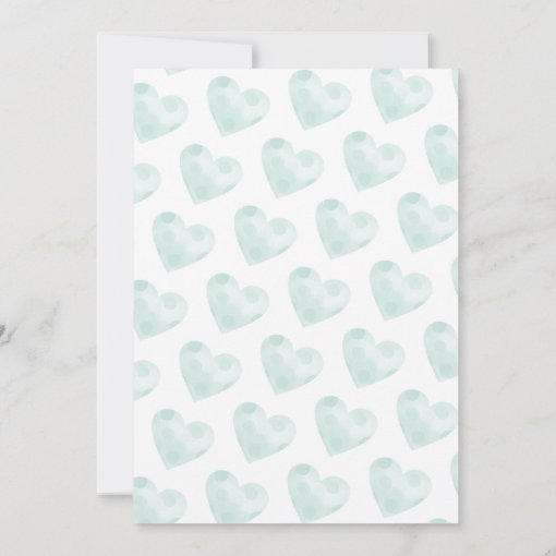 Watercolor Mint Green Hearts Valentines Day Party Invitation | Zazzle