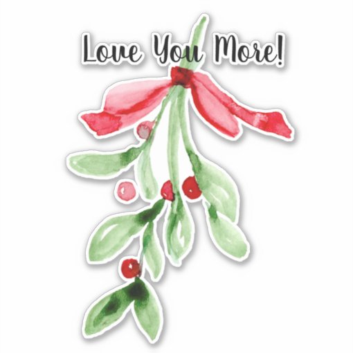 Watercolor Mistletoe - Christmas Vinyl Sticker | Zazzle
