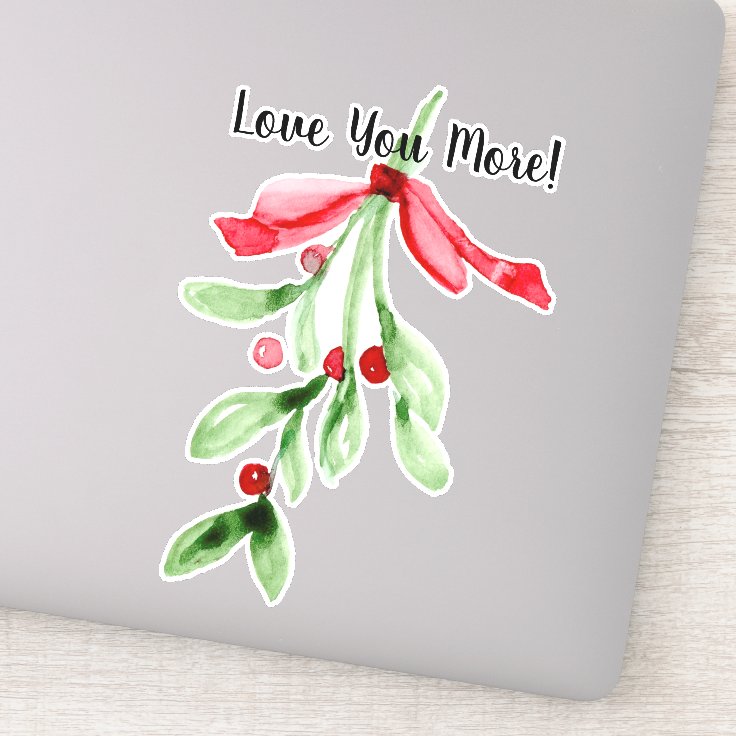 Watercolor Mistletoe - Christmas Vinyl Sticker | Zazzle