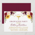 Watercolor Mixed Floral Medical Graduation Party Invitation | Zazzle