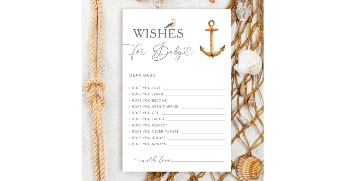 Watercolor Modern Nautical Wishes for Baby Game | Zazzle