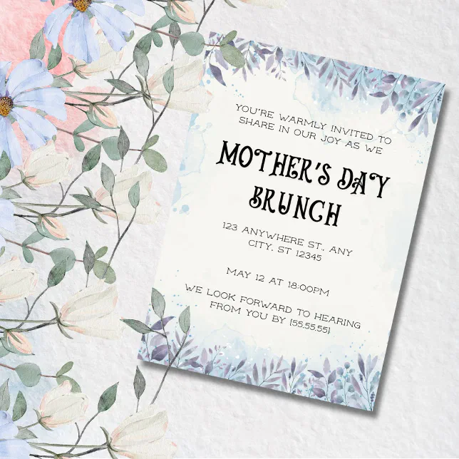 Watercolor,Mom's Love in Bloom, Mother Day Brunch Invitation | Zazzle