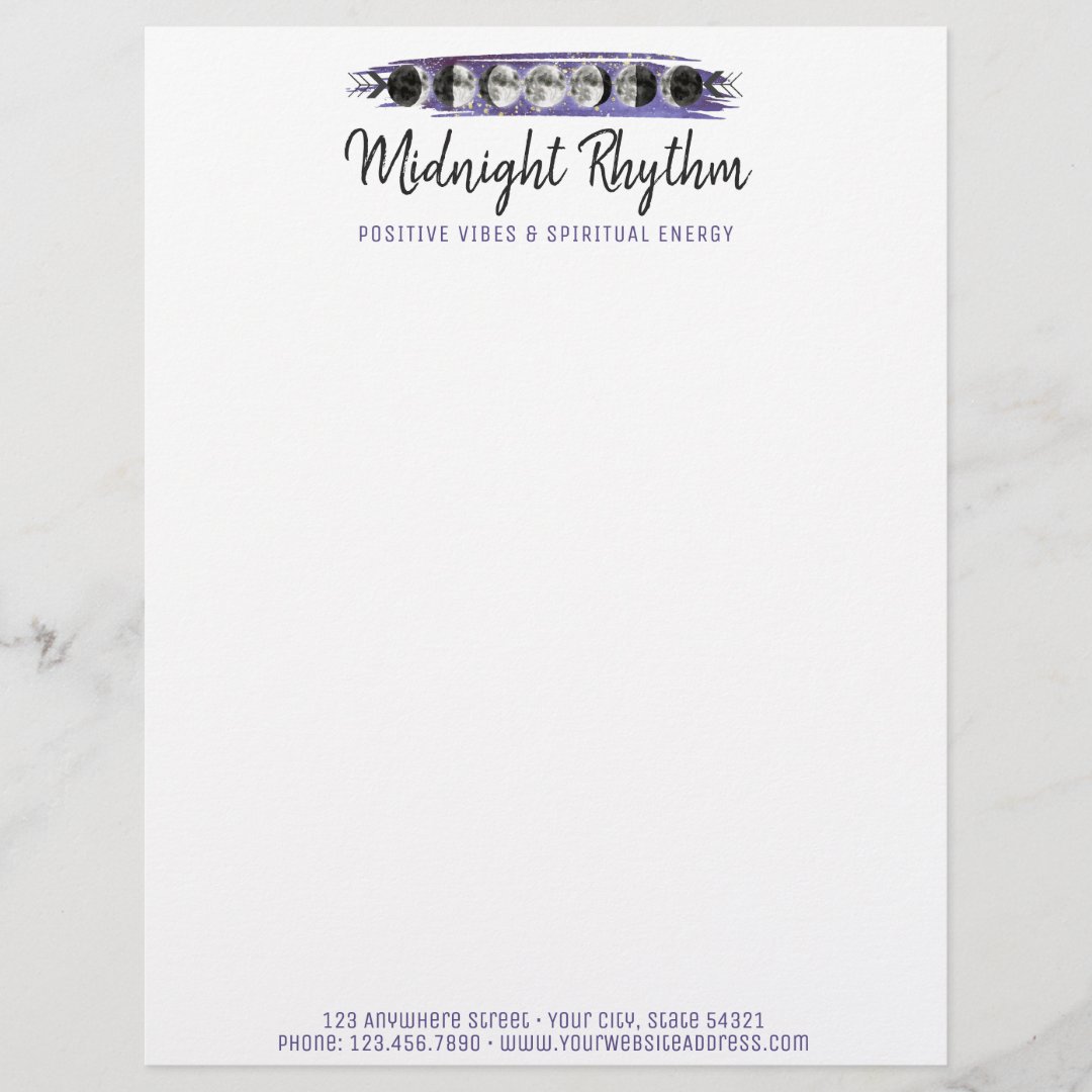 Watercolor Moons Lunar Cycle Galaxy Sky Logo Letterhead | Zazzle