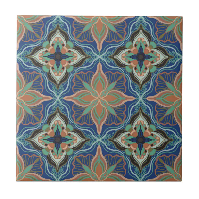 Watercolor Moroccan Marrakech Floral Tile | Zazzle