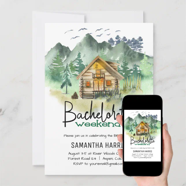 Watercolor Mountain Bachelorette Weekend Invitation | Zazzle