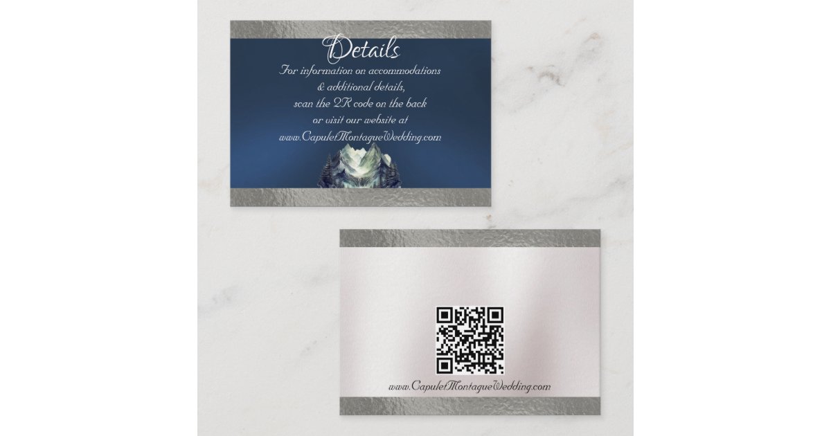 Watercolor Mountain & Ribbon, QR Code Enclosure Card | Zazzle