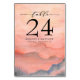 Watercolor Mountain Rustic Coral Sunset Table Number | Zazzle