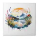 Watercolor mountain scene ceramic tile | Zazzle
