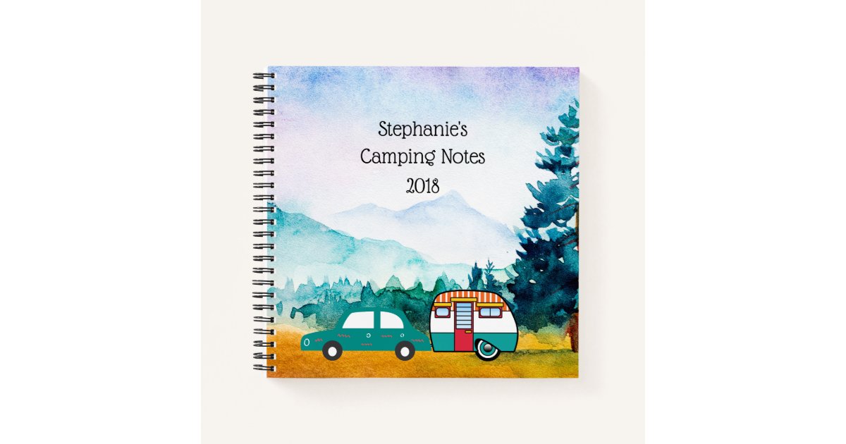 Watercolor Mountains Car and Teardrop Camper Notebook | Zazzle