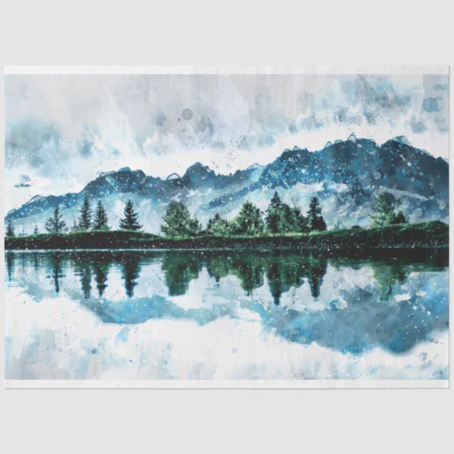 Watercolor Mountains Decoupage Tissue Paper | Zazzle