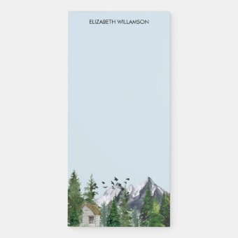 Watercolor Mountains Nature Forest Trees Rustic Magnetic Notepad | Zazzle