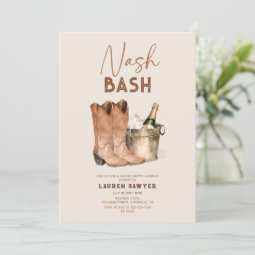 Watercolor Nash Bash Bachelorette Party Invitation | Zazzle