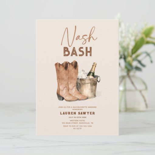 Watercolor Nash Bash Bachelorette Party Invitation | Zazzle