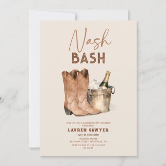 Watercolor Nash Bash Bachelorette Party Invitation | Zazzle