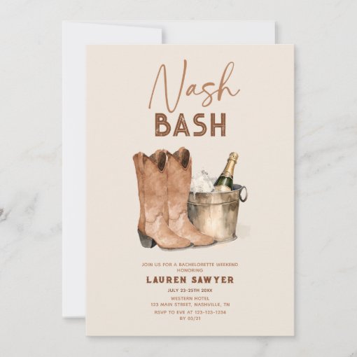 Watercolor Nash Bash Bachelorette Party Invitation | Zazzle