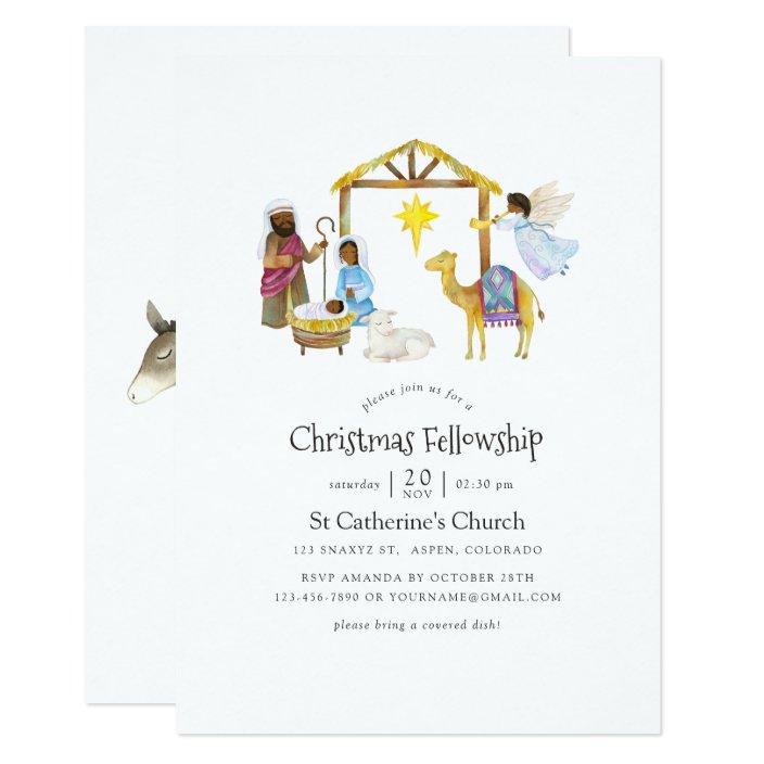 Watercolor Nativity Christmas Party Invitation | Zazzle.com