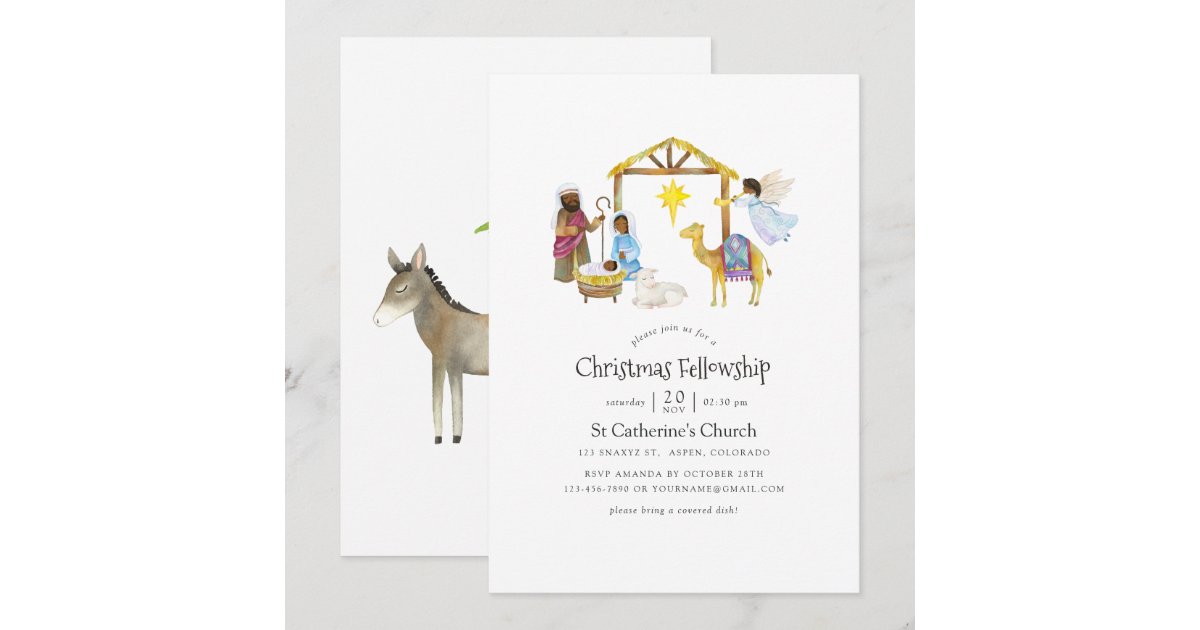 Watercolor Nativity Christmas Party Invitation | Zazzle