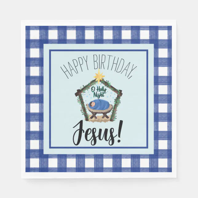 Watercolor Nativity Happy Birthday Jesus Napkins | Zazzle