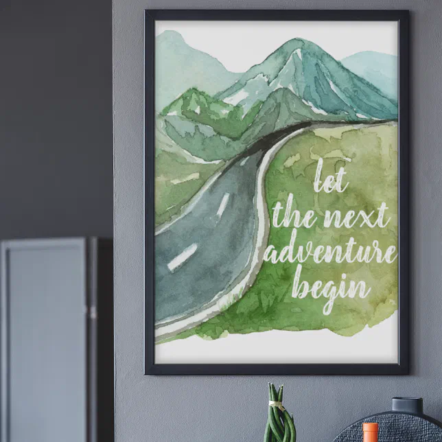 Watercolor Nature Let's The Next Adventure Begin Poster | Zazzle