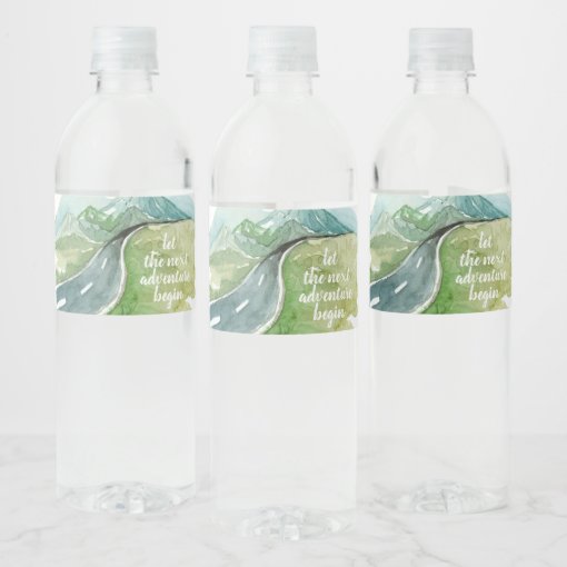 Watercolor Nature Let's The Next Adventure Begin Water Bottle Label ...