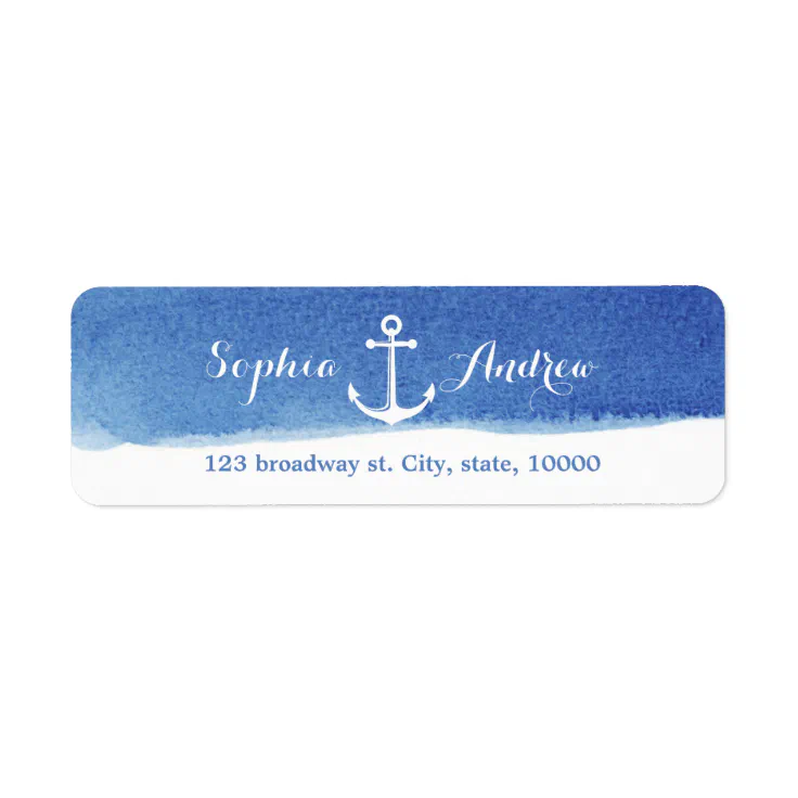 Watercolor nautical anchor monogram return address label | Zazzle