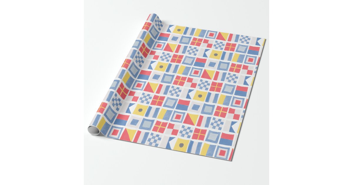 Watercolor Nautical Flags Maritime Sailing Shower Wrapping Paper | Zazzle