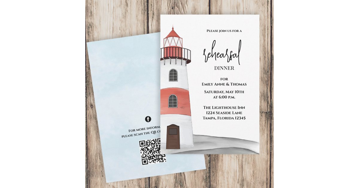 Watercolor Nautical Rehearsal Dinner QR Code Invitation | Zazzle
