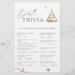 Watercolor Nautical Sailboat Baby Trivia Game | Zazzle