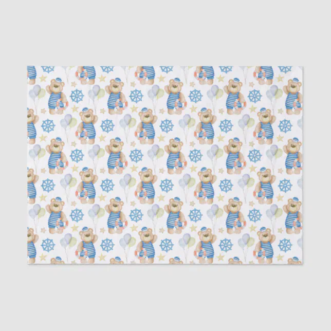 Watercolor Nautical Sailor Bear Tissue Paper | Zazzle