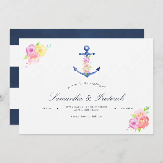 Watercolor Nautical Themed Anchor Wedding Invite | Zazzle
