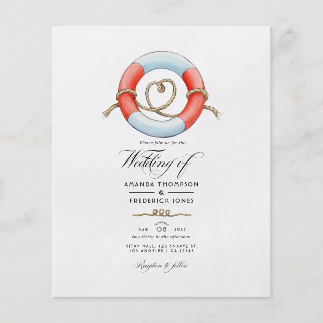 Watercolor Nautical Wedding Photo Flyer | Zazzle