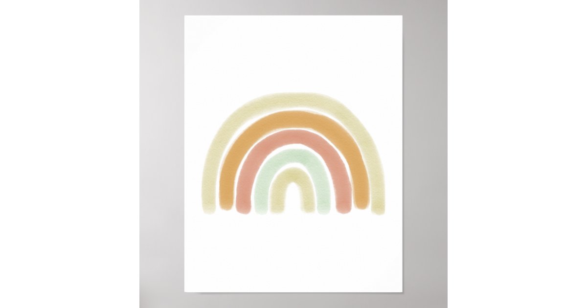 Watercolor Neutral Rainbow Print Poster | Zazzle