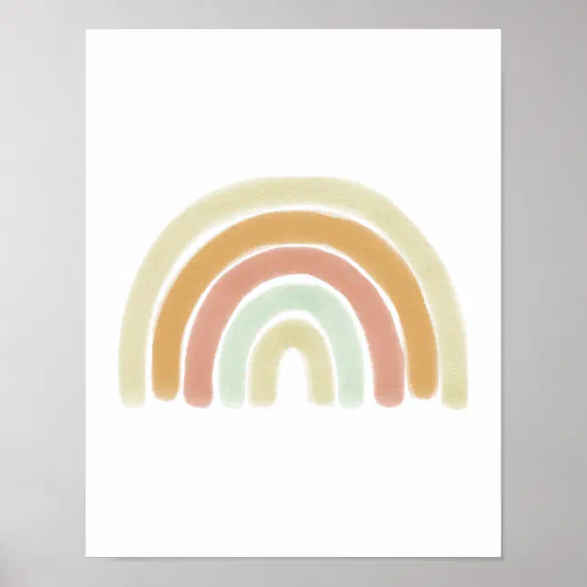 Watercolor Neutral Rainbow Print Poster | Zazzle