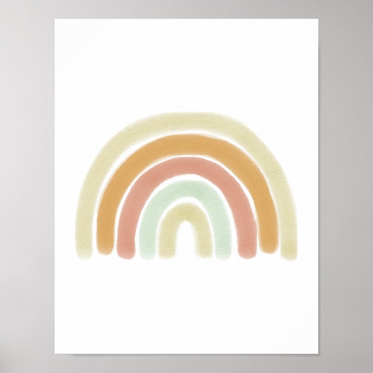 Watercolor Neutral Rainbow Print Poster | Zazzle
