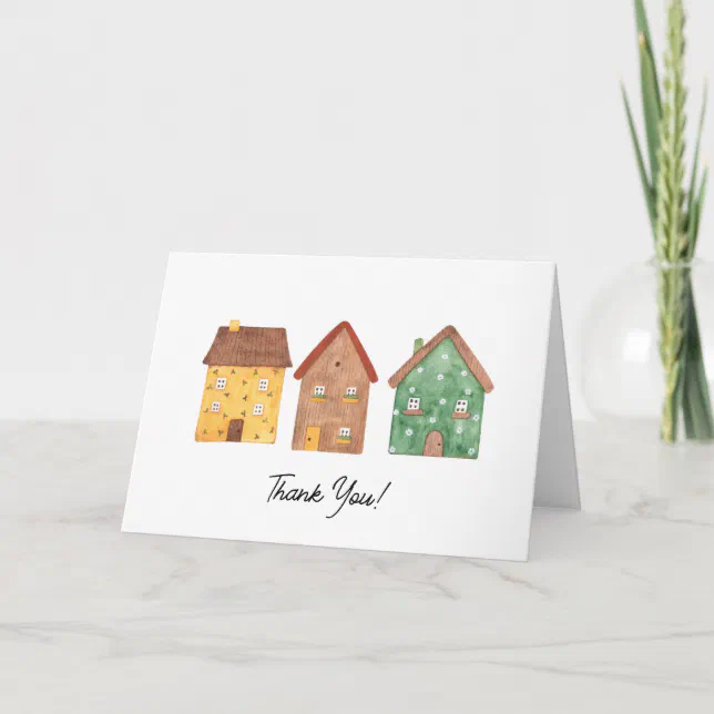 Watercolor New Home Client Thank You Card | Zazzle