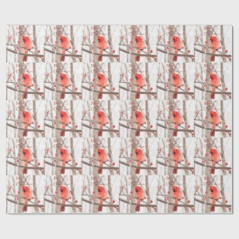 Watercolor Northern Cardinal Christmas Design Wrapping Paper | Zazzle