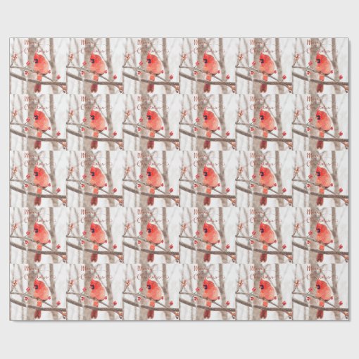 Watercolor Northern Cardinal Christmas Design Wrapping Paper | Zazzle