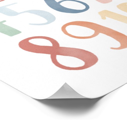 Watercolor Numbers through 10 Classroom Poster | Zazzle
