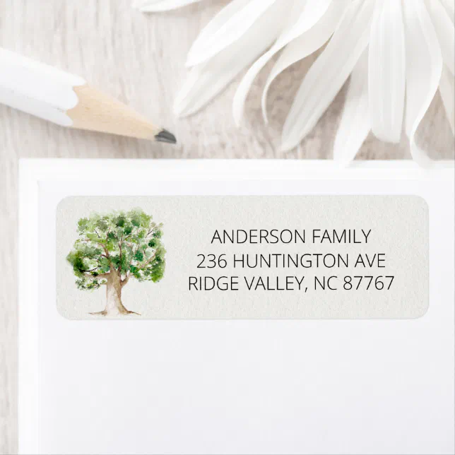 Watercolor Oak Tree New Address Label | Zazzle