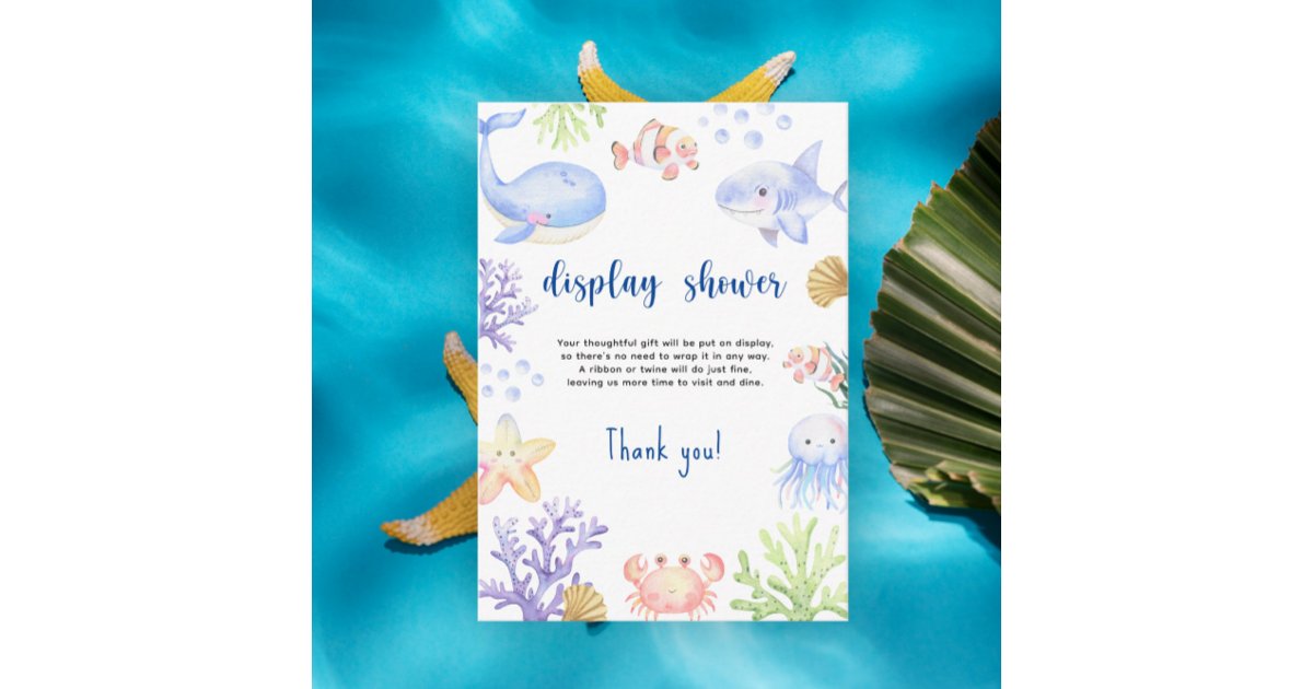 Watercolor ocean animals - display shower enclosure card | Zazzle