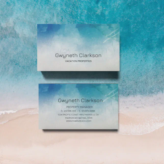 Watercolor Ocean Beach Summer Business Card | Zazzle