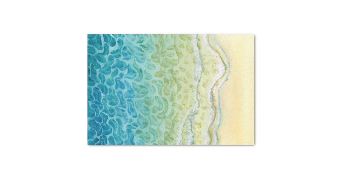 Watercolor Ocean Beach Tissue Paper | Zazzle