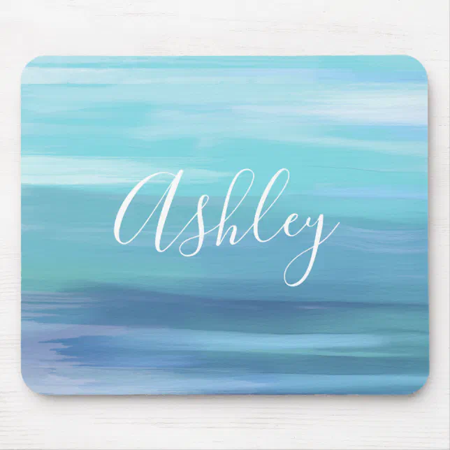 Watercolor Ocean Blue Personalized Mouse Pad | Zazzle
