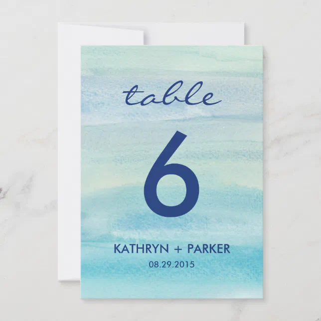 Watercolor Ocean Double-Sided Table Number Card | Zazzle
