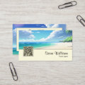 Watercolor Ocean QR Code Tropical Travel Yellow Business Card | Zazzle