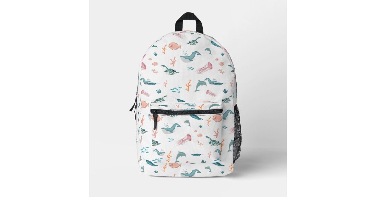 Watercolor Ocean Sea Animals Blush Pattern Printed Backpack | Zazzle