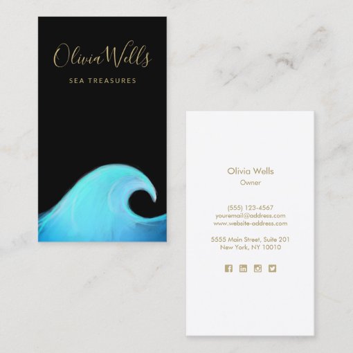 Watercolor Ocean Wave Coastal Business Card | Zazzle