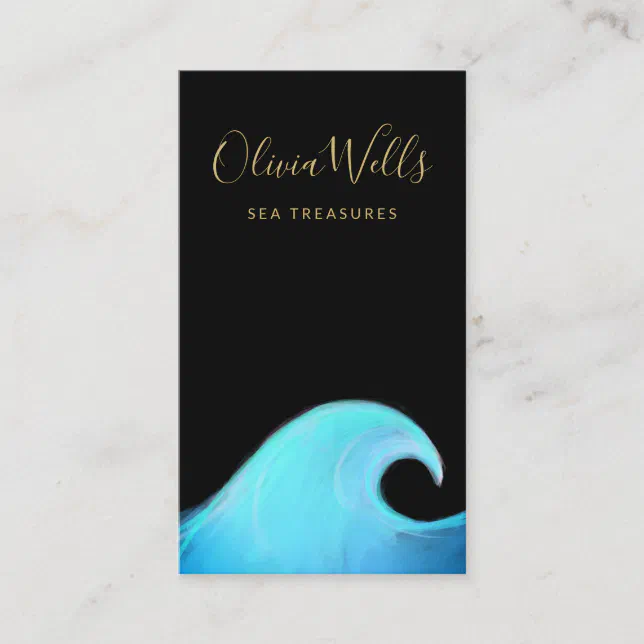 Watercolor Ocean Wave Coastal Business Card | Zazzle