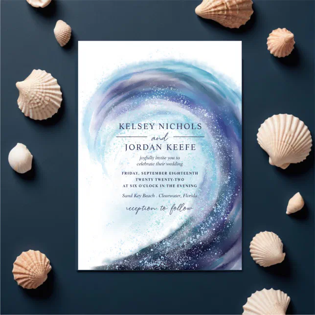 Watercolor Ocean Wave | Wedding Invitation | Zazzle