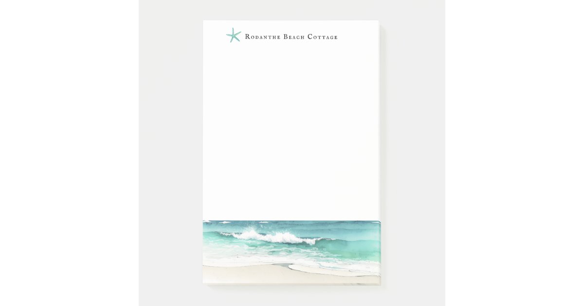 Watercolor Ocean waves starfish Notepad | Zazzle